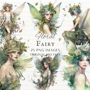 Sage Fairy 25pc PNG & JPEG Bundle | Fairy PNG | Floral Fairy Commercial ...