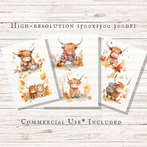 Highland Cow Fall 25pc PNG & JPEG Bundle | Highland Cow PNG | Highland ...
