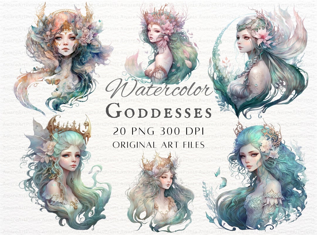 Watercolor Goddesses 20pc PNG Bundle | Goddess PNG | Goddess Commercial ...