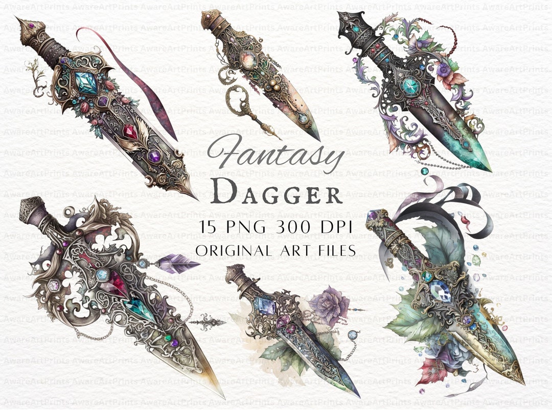Fantasy Dagger 15pc PNG Bundle | Witch Dagger PNG | Fantasy Dagger PNG ...