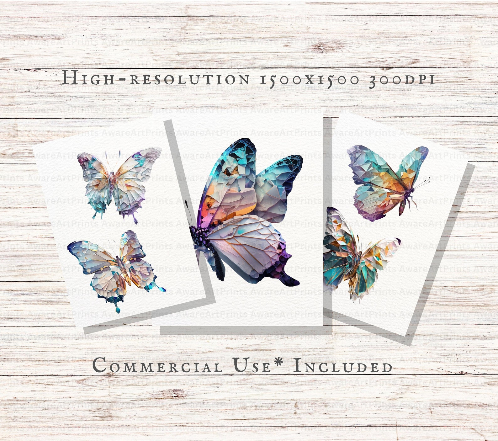 Crystal Butterflies 20pc PNG & JPEG | Crystal Butterfly PNG | Crystal ...