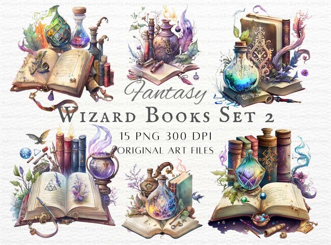 Wizard Books 15pc Set 2 PNG Bundle | Wizard Item PNG | Wizard Book PNG ...