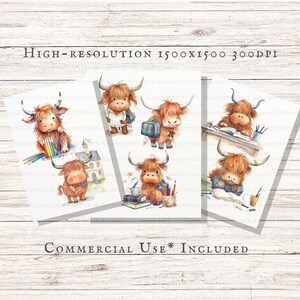 Highland Cow Student 25pc PNG & JPEG Bundle | Highland Cow Student PNG ...