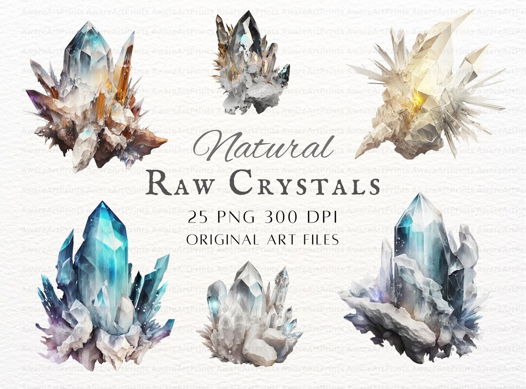 Raw Crystal Clipart 25pc Bundle | Raw Crystal PNG Commercial Use | Raw ...