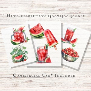 Watermelon 30pc PNG & JPEG Bundle | Watercolor Watermelon | Watermelon ...