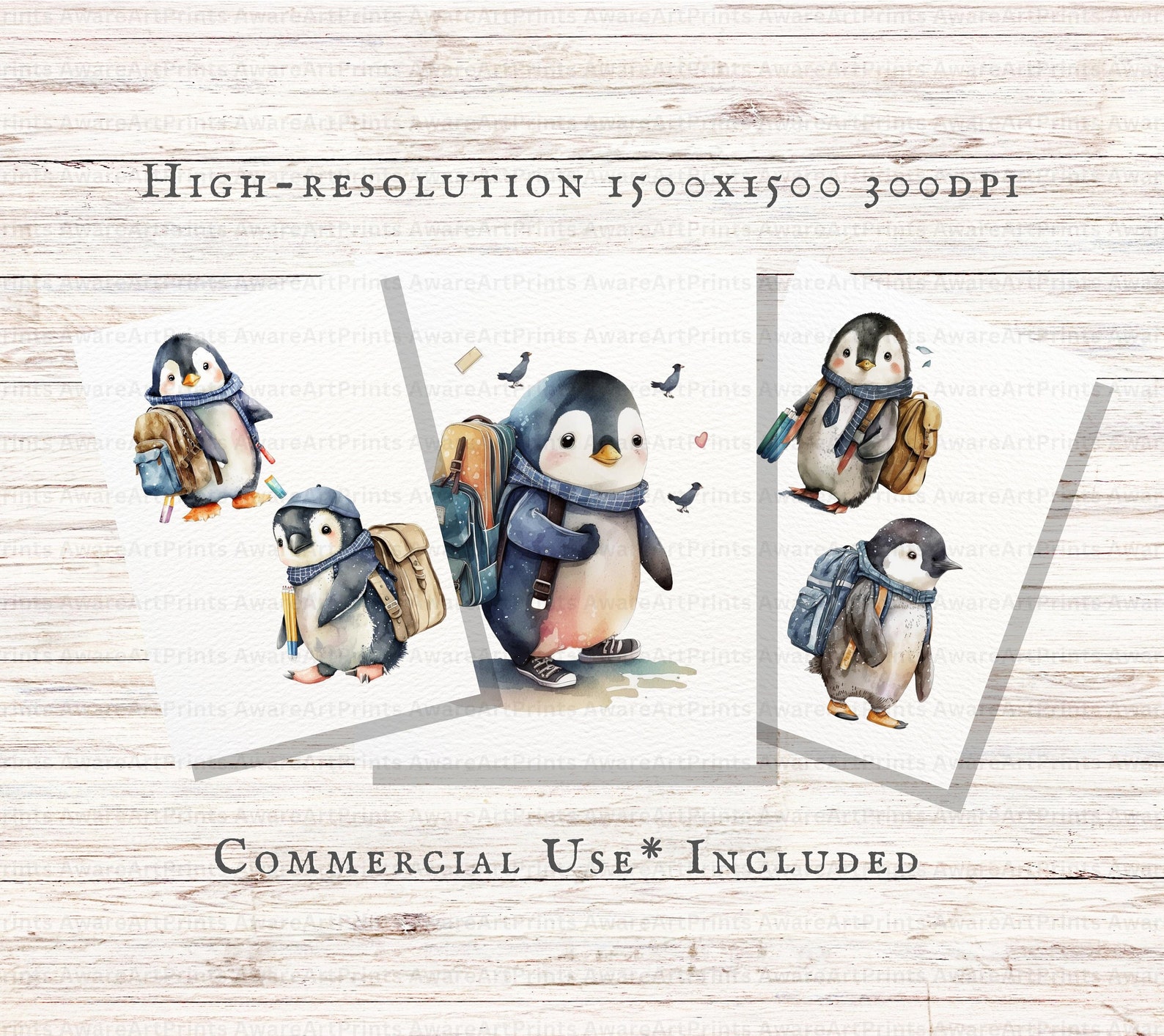 School Penguin 25pc PNG & JPEG | School Penguin Clipart | School ...