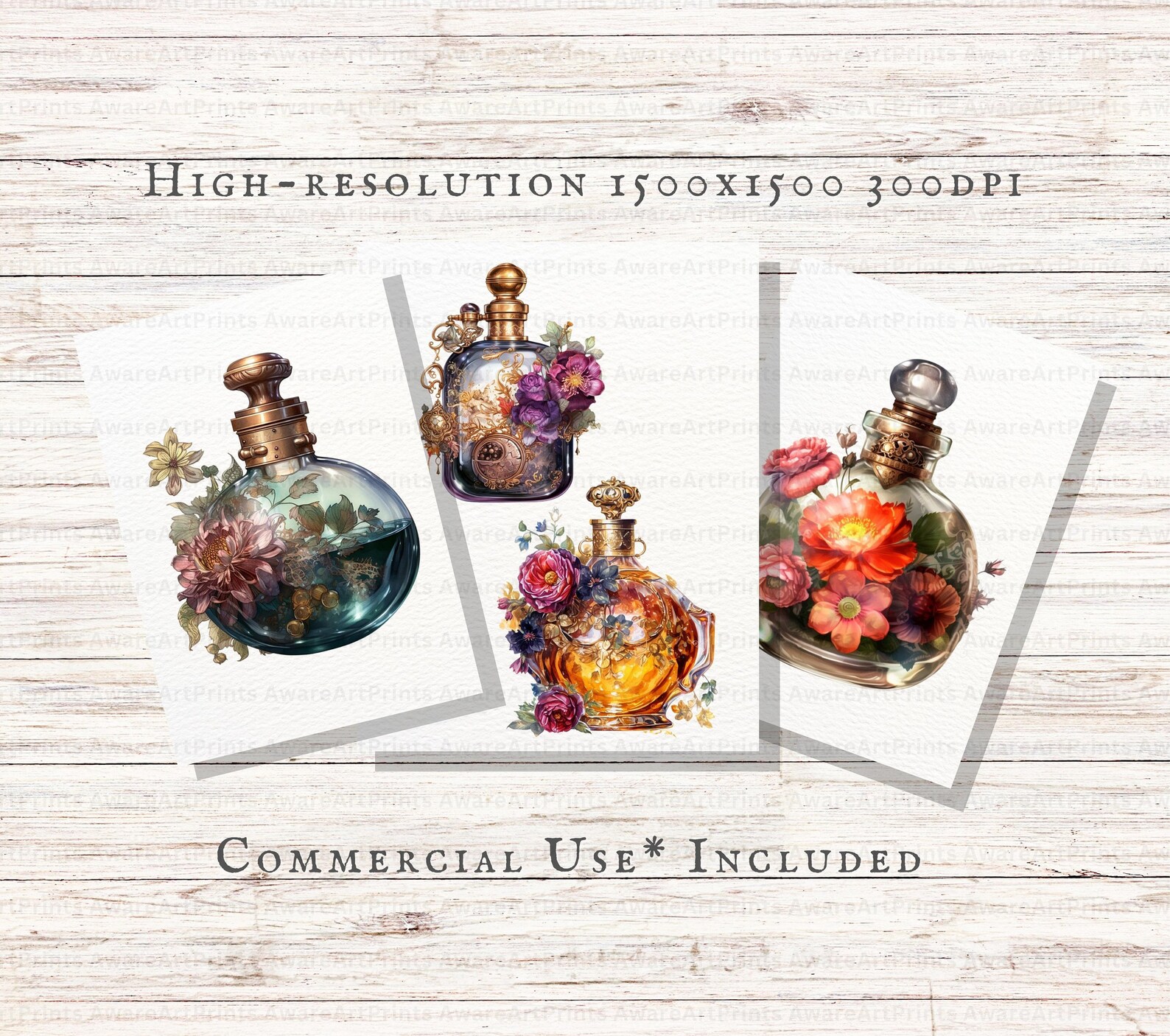 Floral Potion 20pc PNG & JPEG Bundle | Vintage Potion PNG | Potion ...