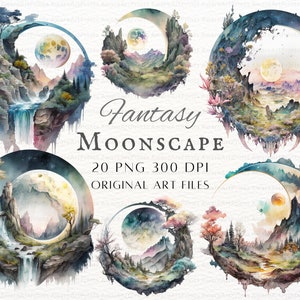 Fantasy Moon 20pc PNG Bundle | Moonscape PNG | Fantasy Landscape PNG ...