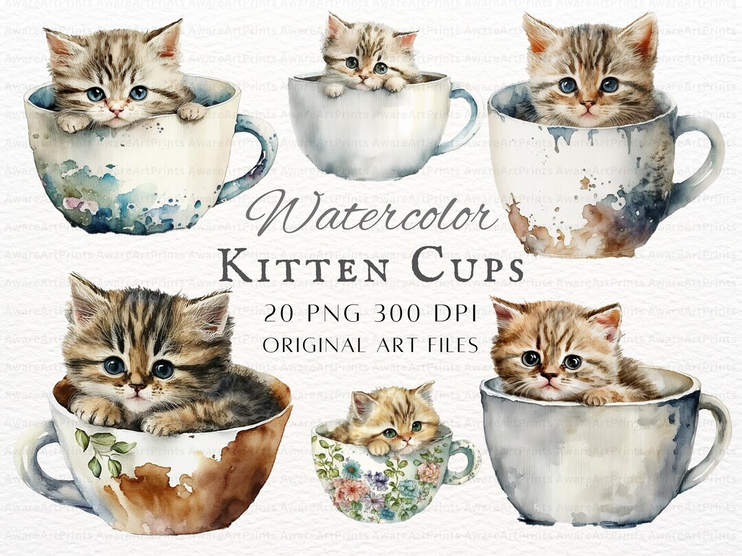 Kitten Cups 20pc PNG & JPEG | Kitten Cups Commercial Use | Kitten Cups ...