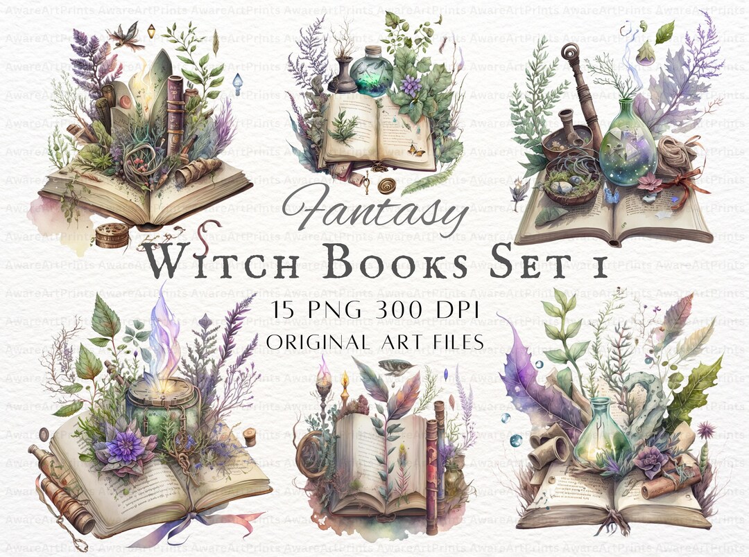 Witch Books 15pc Set 1 PNG Bundle | Witch Items PNG | Witch Books PNG ...