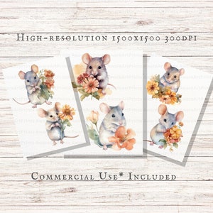 Mouse 25pc PNG & JPEG Bundle | Watercolor Mouse PNG | Mice Clipart ...