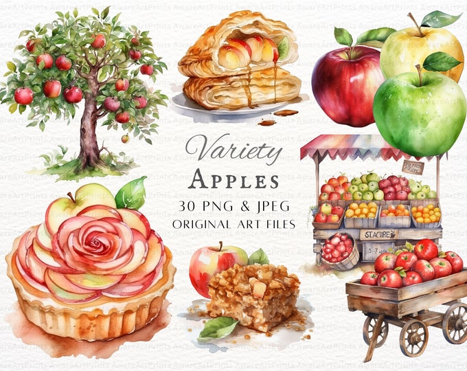 Apple Clipart, Fruits Clipart Bundle, All About Apple Clipart, Apple ...
