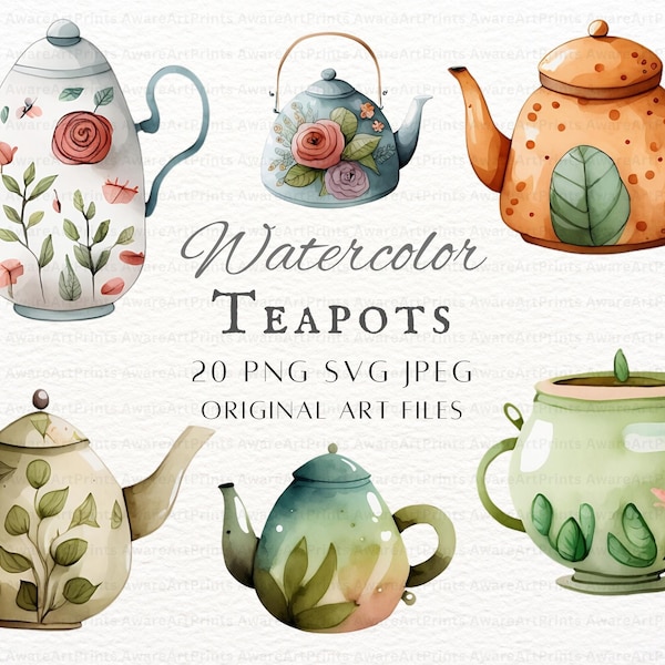 Teapot Watercolor - Etsy