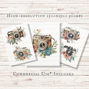 Vintage Camera 15pc PNG & JPEG | Boho Camera PNG | Watercolor Vintage ...