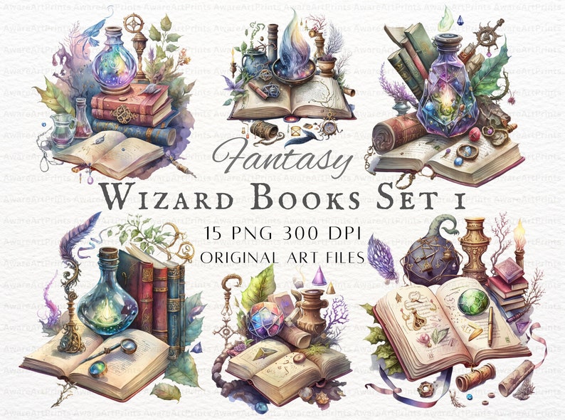 Wizard Books 15pc Set 1 PNG Bundle Wizard Items PNG Wizard - Etsy