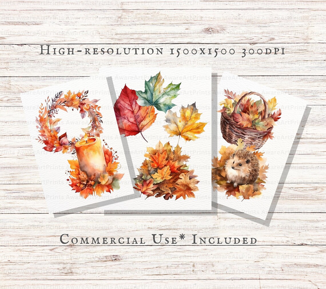 Fall 35pc PNG & JPEG Bundle | Watercolor Fall Clipart | Fall PNG | Fall ...