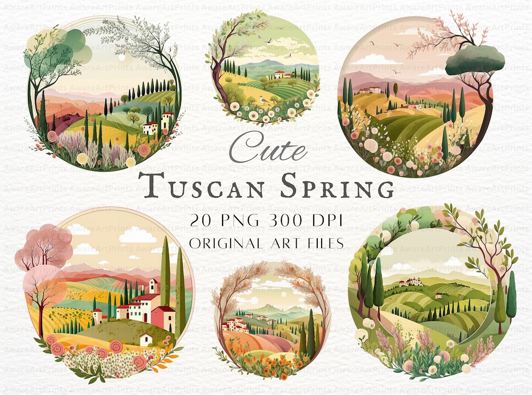 Tuscan Spring 20pc PNG Bundle | Tuscan Spring PNG | Tuscan Landscape ...