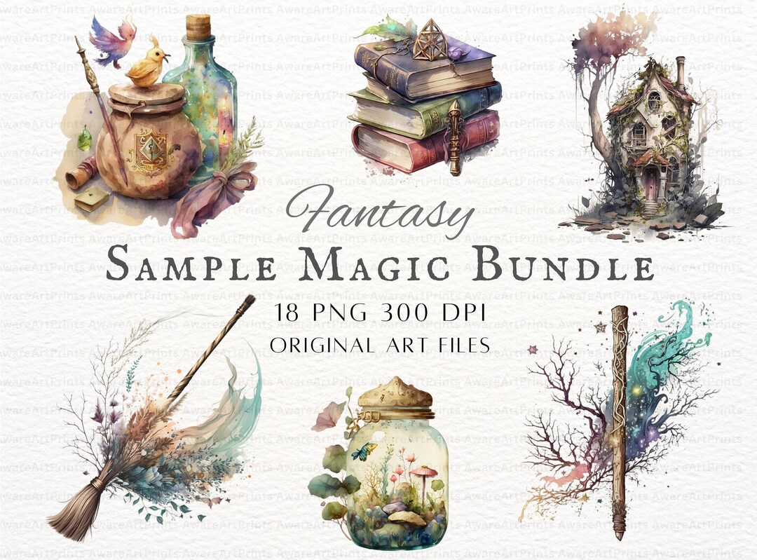 Magic Bundle Clipart 18pc Bundle | Magic Broom PNG | Magic Books PNG ...