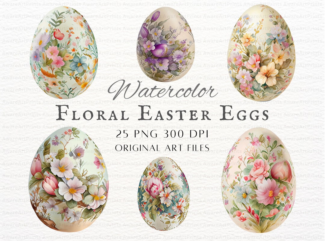 Floral Easter Egg 25pc PNG Bundle | Vintage Easter Egg PNG | Easter Egg ...