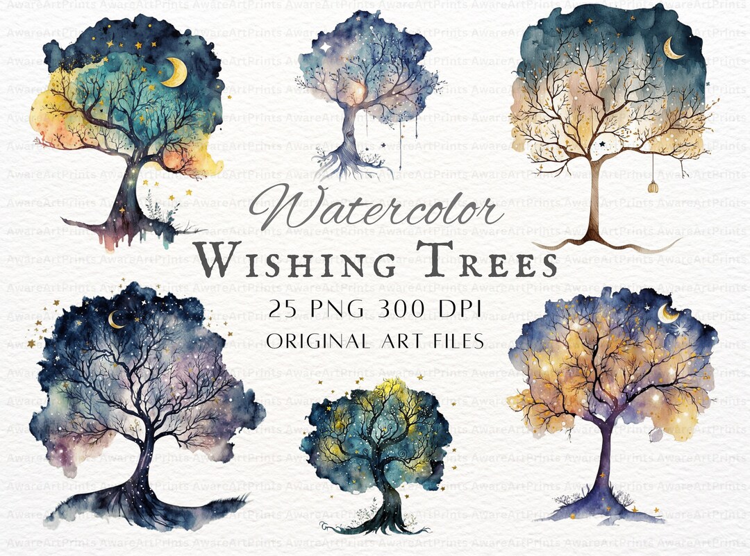 Wishing Trees 25pc PNG | Watercolor Wishing Tree PNG | Wishing Tree ...
