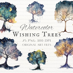 Wishing Trees 25pc PNG | Watercolor Wishing Tree PNG | Wishing Tree ...