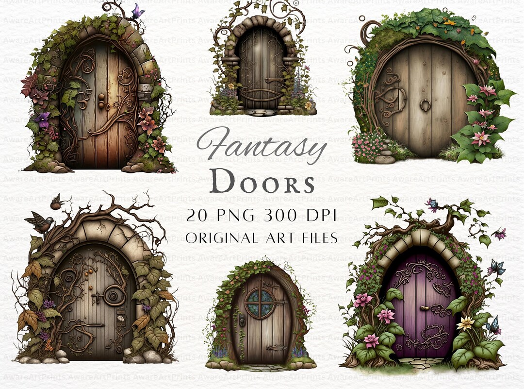 Fantasy Doors Clipart 20pc Bundle | Fantasy Door Clipart | Door PNG ...