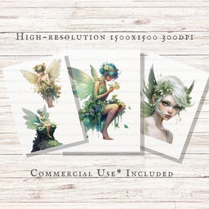 Sage Fairies 20pc PNG & JPEG Bundle | Fairy Clipart | Printable Fairy ...