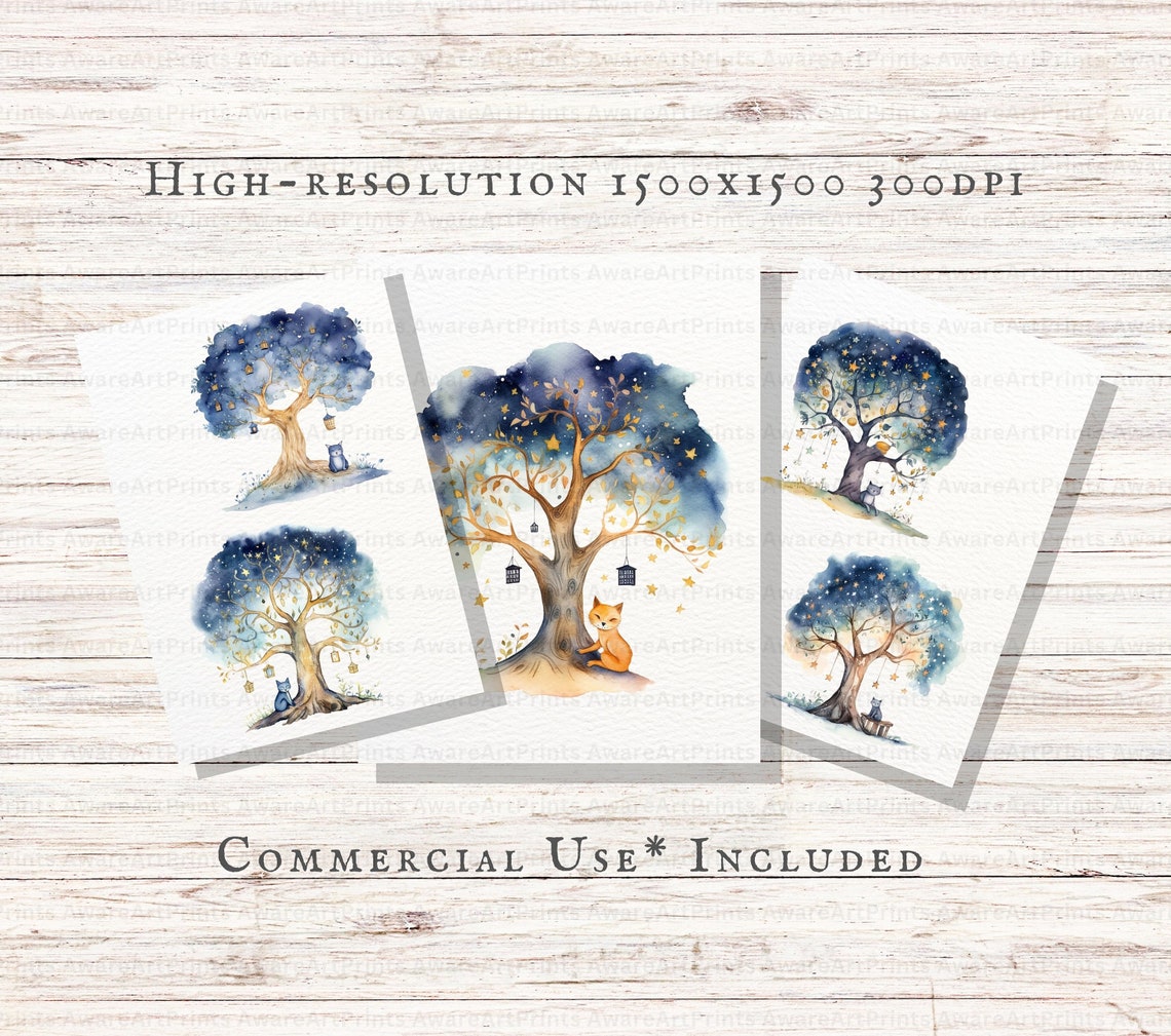 Wishing Tree 15pc PNG Style 4 Watercolor Wishing Tree PNG - Etsy