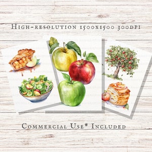 Apple 30pc PNG & JPEG Bundle | Watercolor Apple | Apple PNG | Apple ...