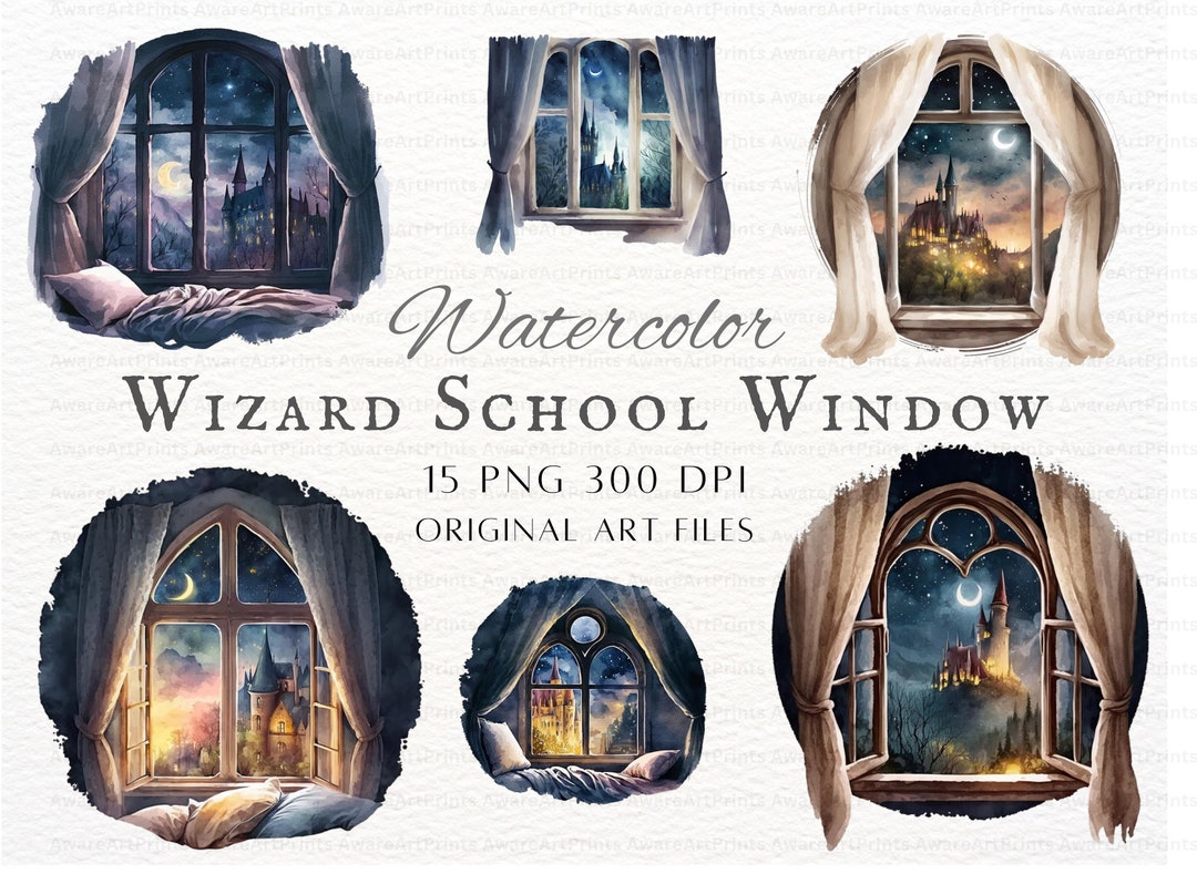 Watercolor Fantasy Window PNG Bundle | Wizard Window Commercial Use PNG ...