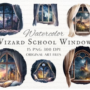 Watercolor Fantasy Window PNG Bundle | Wizard Window Commercial Use PNG ...