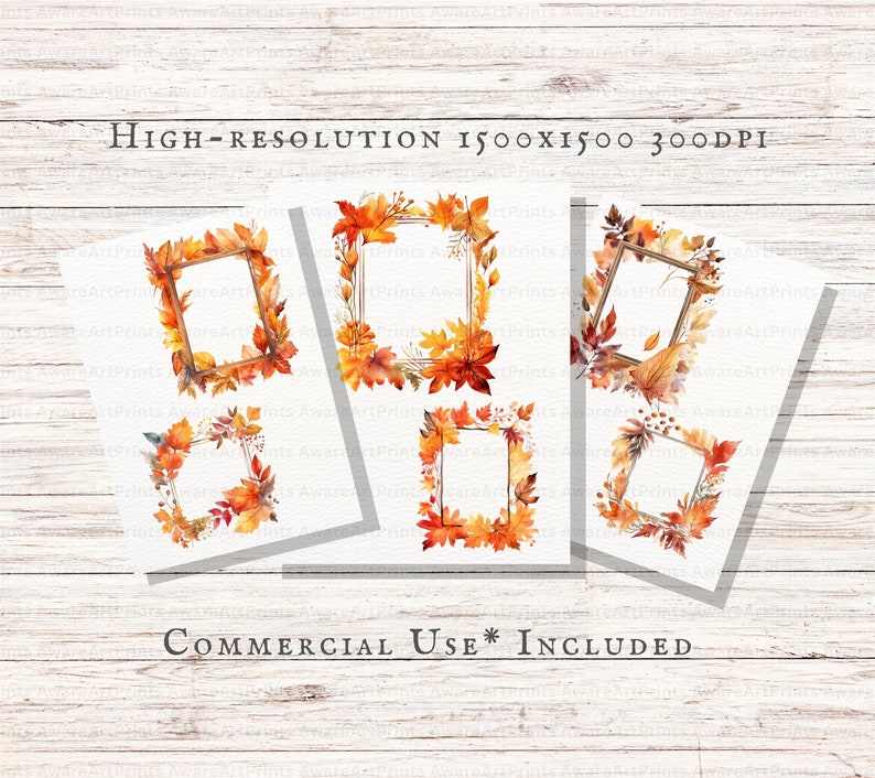 Fall Frames 25pc PNG & JPEG Bundle | Watercolor Fall Frame PNG | Autumn ...