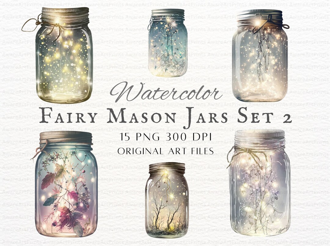 Fairy Jars 15pc PNG Bundle Set 2 | Fantasy Jars PNG | Mason Jar PNG ...