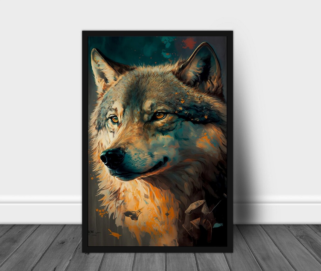 Wolf Printable Painting Digital Art | Printable Wolf Art | Wolf ...