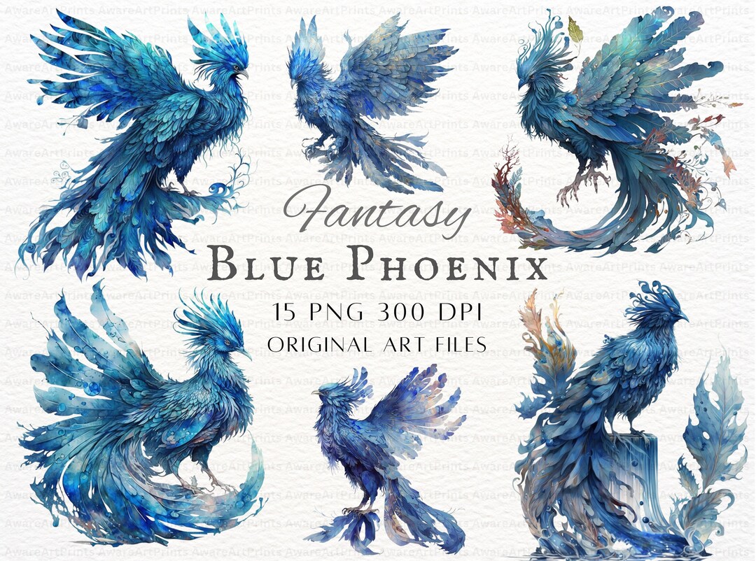 Blue Phoenix 15pc PNG Bundle | Phoenix PNG | Blue Phoenix PNG | Fantasy ...