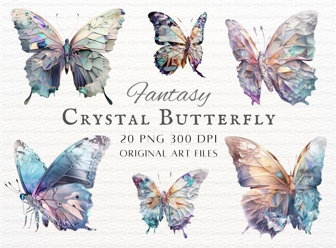 Crystal Butterflies 20pc PNG & JPEG | Crystal Butterfly PNG | Crystal ...