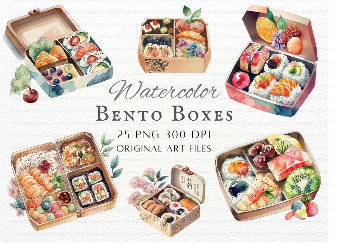 Bento Boxes 25pc PNG & JPEG | Bento Commercial Use | Bento Clipart ...
