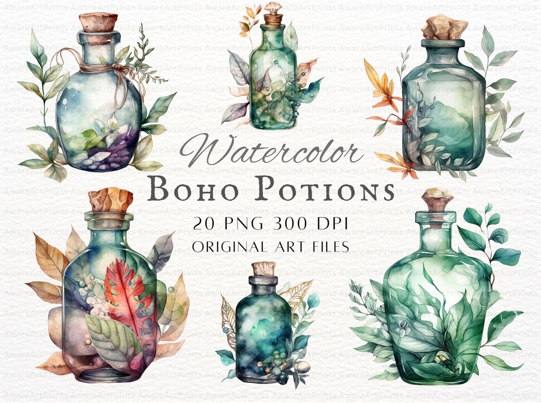 Boho Potions 20pc PNG Bundle | Boho Potion PNG | Apothecary Potion PNG ...