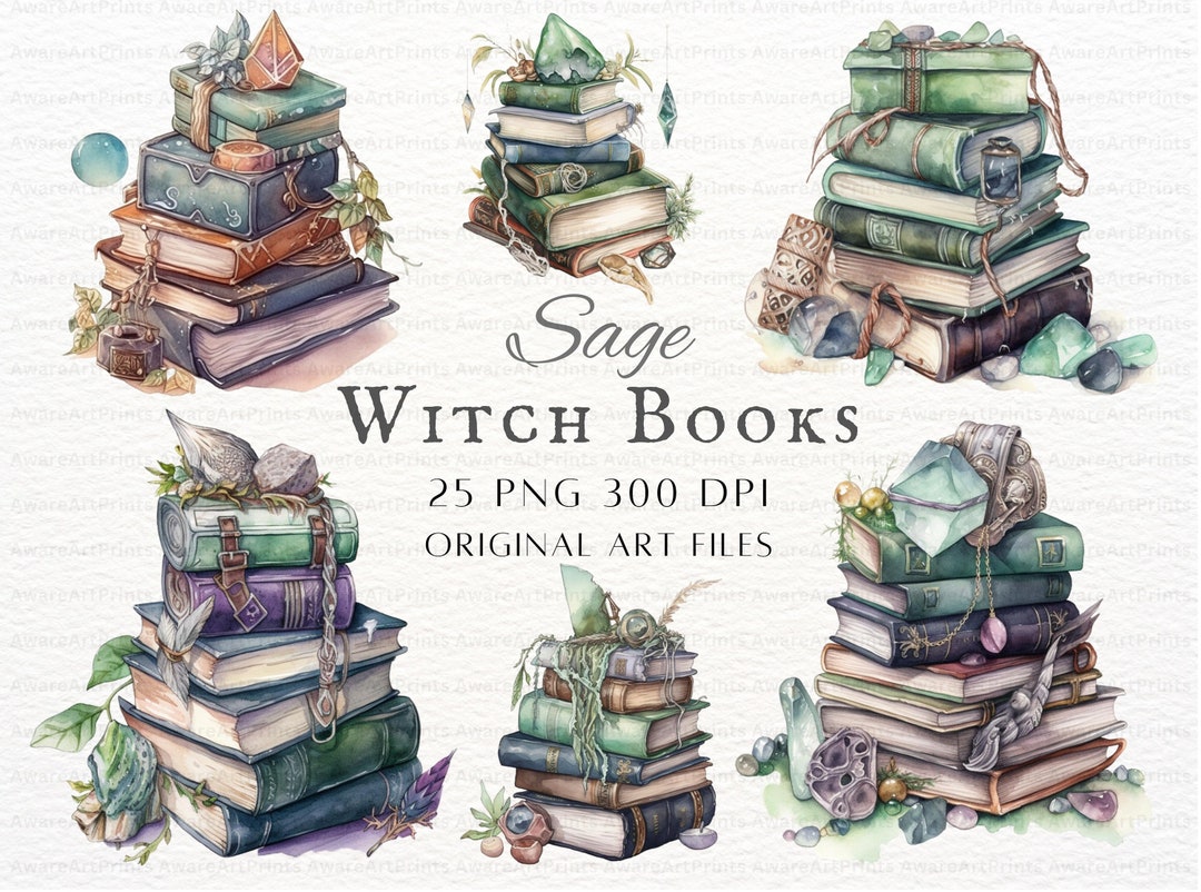 Sage Witch Books 25pc PNG Bundle | Sage Witch Book PNG | Printable ...