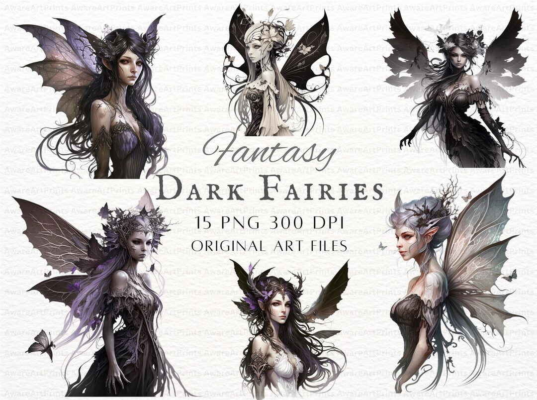 Dark Fairies 15pc PNG Bundle | Dark Fairy PNG | Dark Elven Fairy PNG | Dark Fairy Commercial Use ...