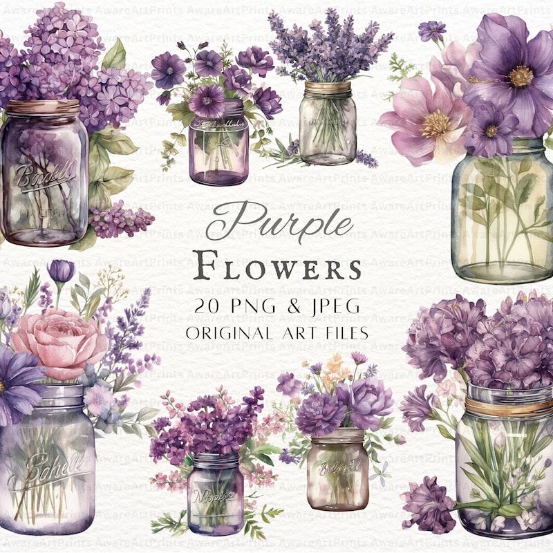 Purple Mason Jars - Etsy