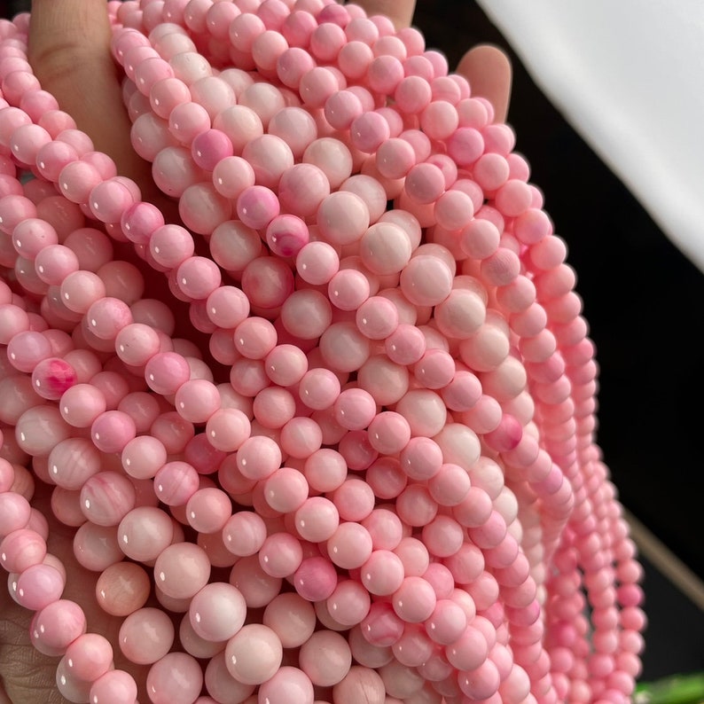 6/8/10mm Natural Pink Queen Conch Cochineal Snail Round Ball - Etsy