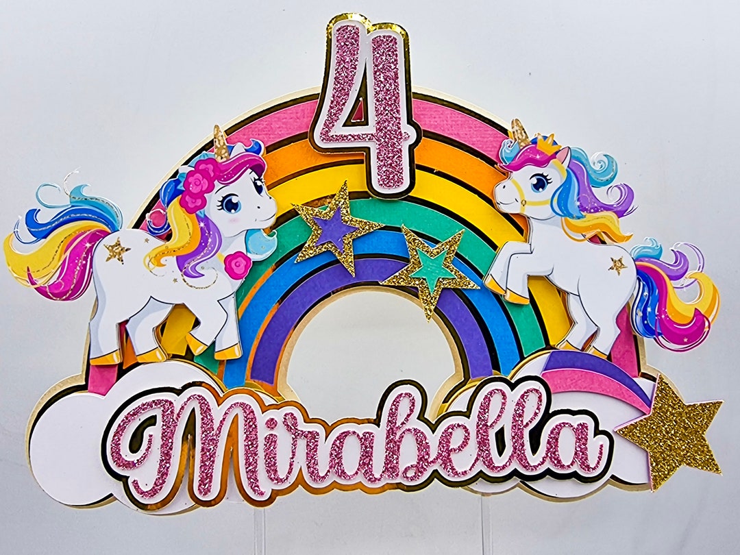 Unicorn Rainbow Cake Topper / Unicorn Cake Topper/ Rainbow Party ...