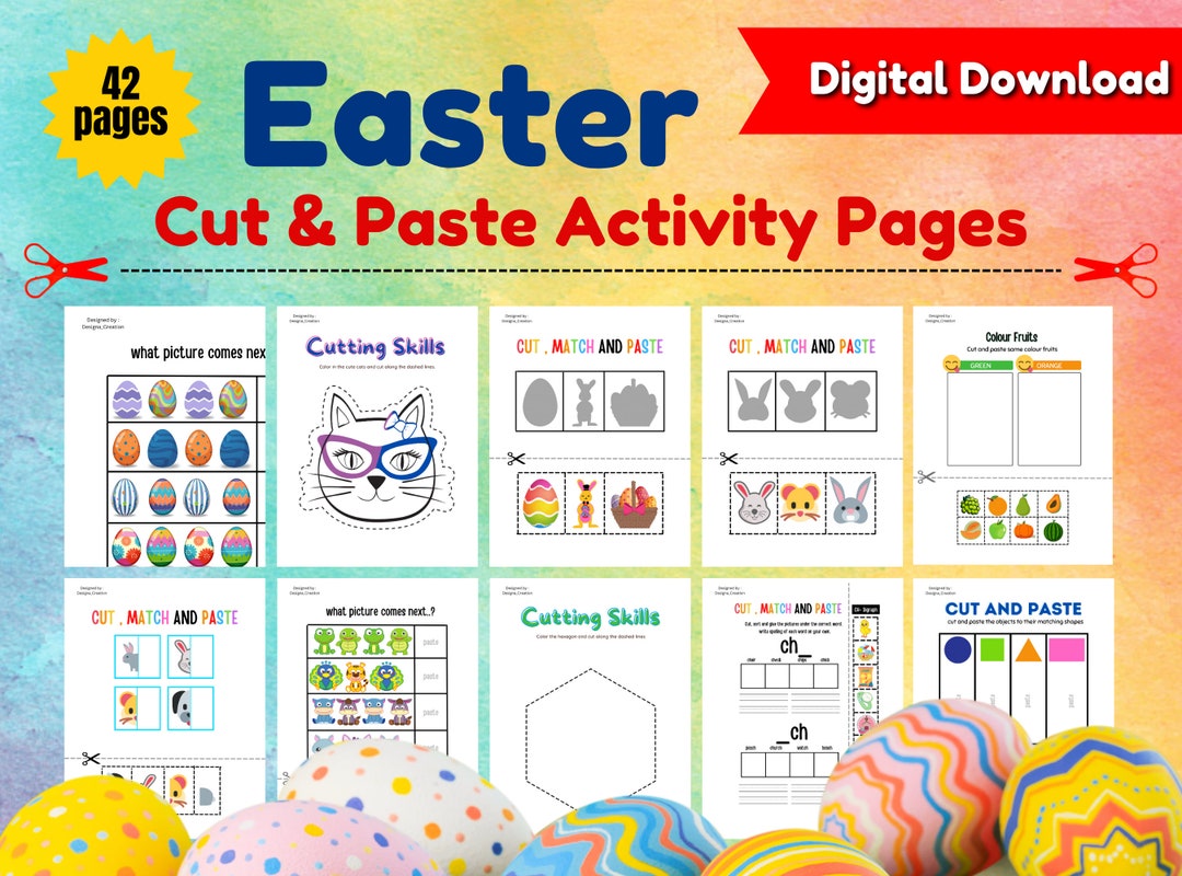 Easter Cut & Paste Activity Pages I Scissors Skills I Preschool Cut and ...