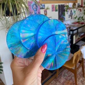 Holographic Blue Coaster - Etsy