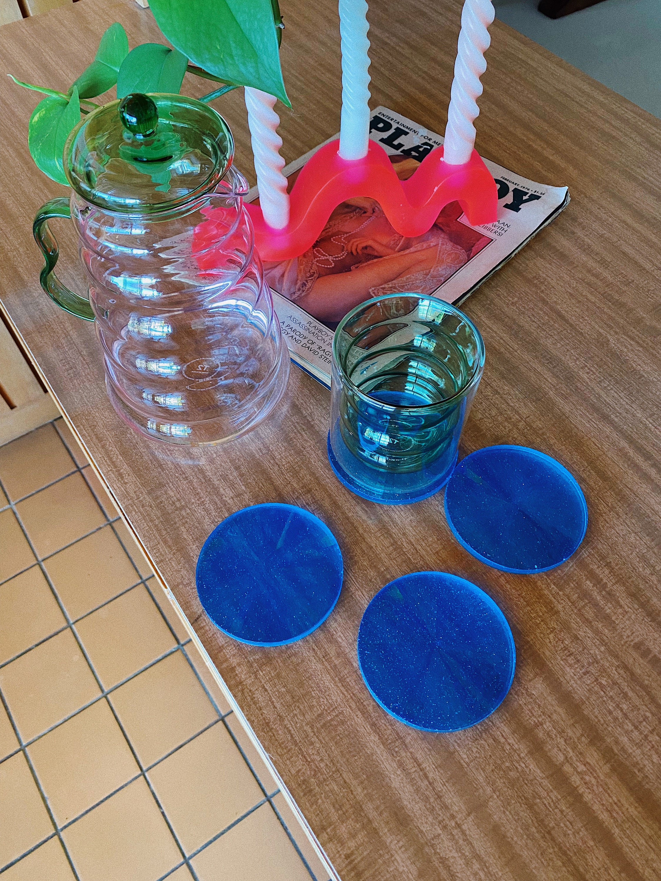 Holographic Blue Coaster - Etsy