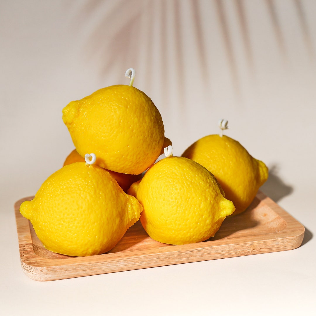 Lemon Candle Set of 4 Pcs Fruit Wax Melt Lemon Baby Shower Cute Candles ...