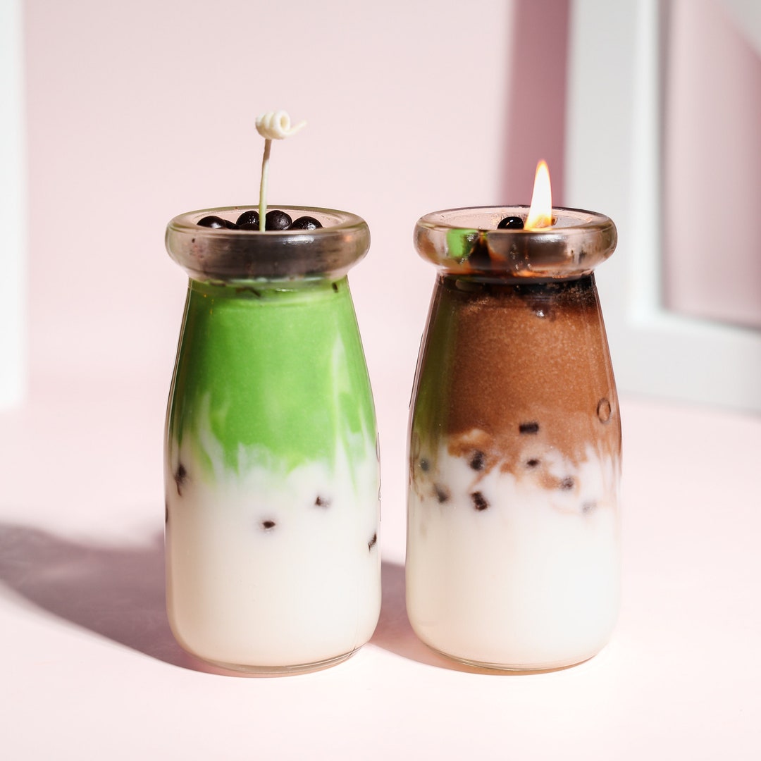 Coffee Boba Candle Matcha Bubble Tea Candles Set 2 Pcs Cute Gifts for ...