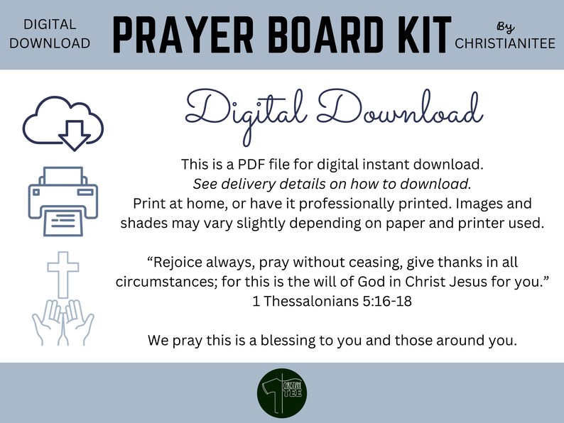 Prayer Board Printable Kit, Denim Theme, Bible Verse, Scripture Gift ...