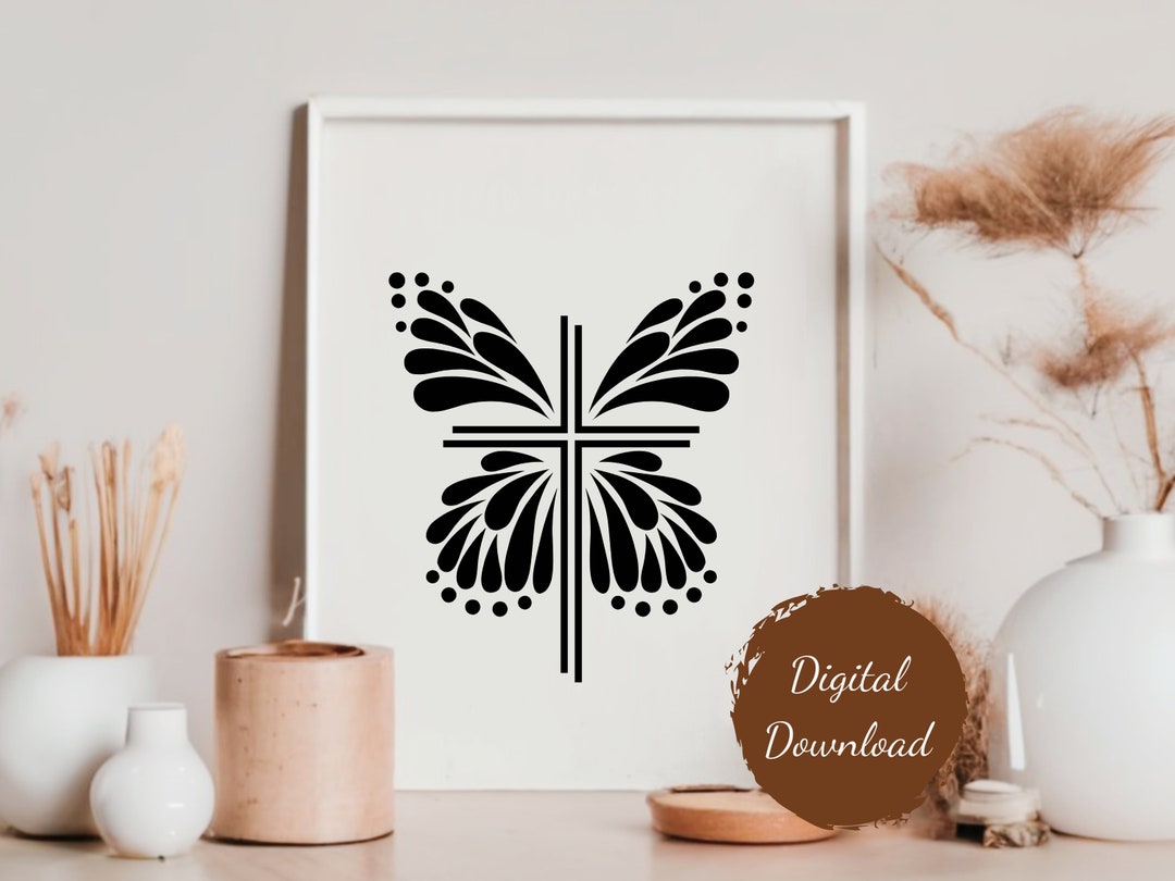 Butterfly Cross Christian Print, Scripture Wall Art (digital Download ...